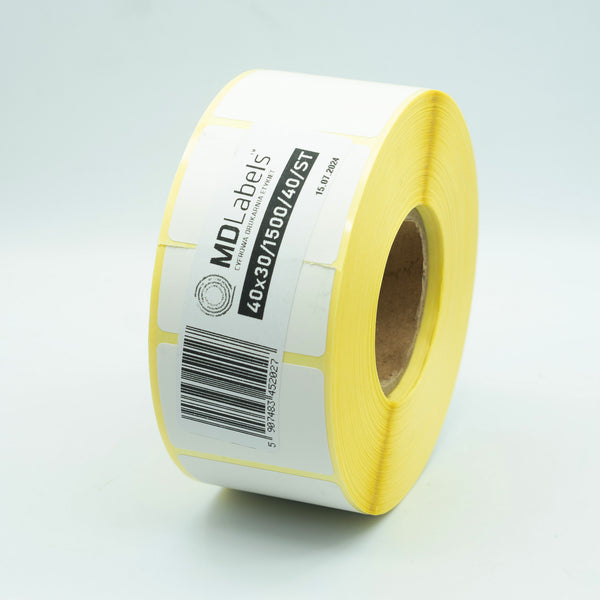 Thermal labels 40x30mm 1500 per roll - MD Labels
