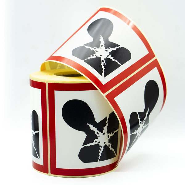 Warning labels GHS Symbol 08 Health Hazards 100x100mm 500 per roll - MD ...