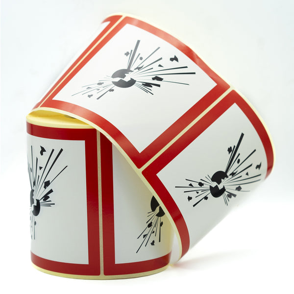 Warning labels GHS Symbol 01 Explosion Hazard 100x100mm 500 per roll ...