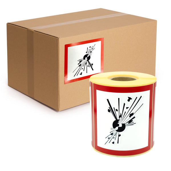 Warning labels GHS Symbol 01 Explosion Hazard 100x100mm 500 per roll ...