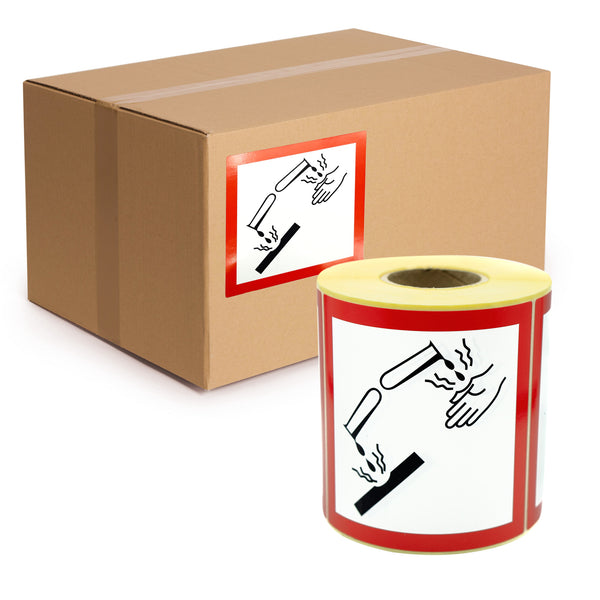 Warning labels GHS Symbol 05 Etching Effect 100x100mm 500 per roll - MD ...