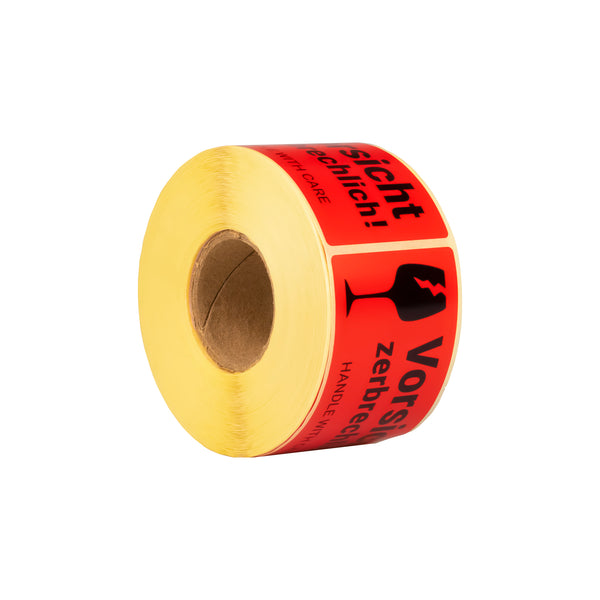 Warning Labels on Roll 100 x 50 mm Vorsicht zerbrechlich! Handle with ...