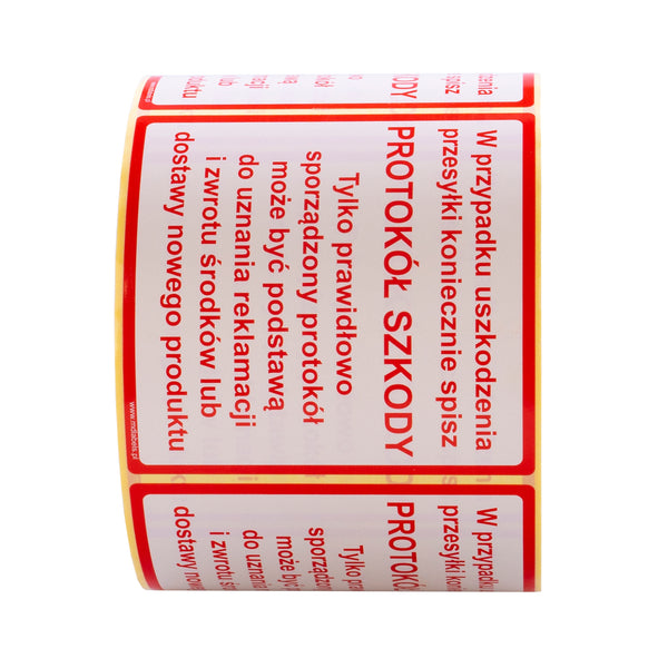 Self-adhesive warning labels - Damage report/certificate of compliance ...